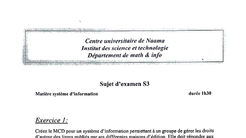 MCD et Diagramme des Flux - S3 - Math Info 2022-2023 - Studocu