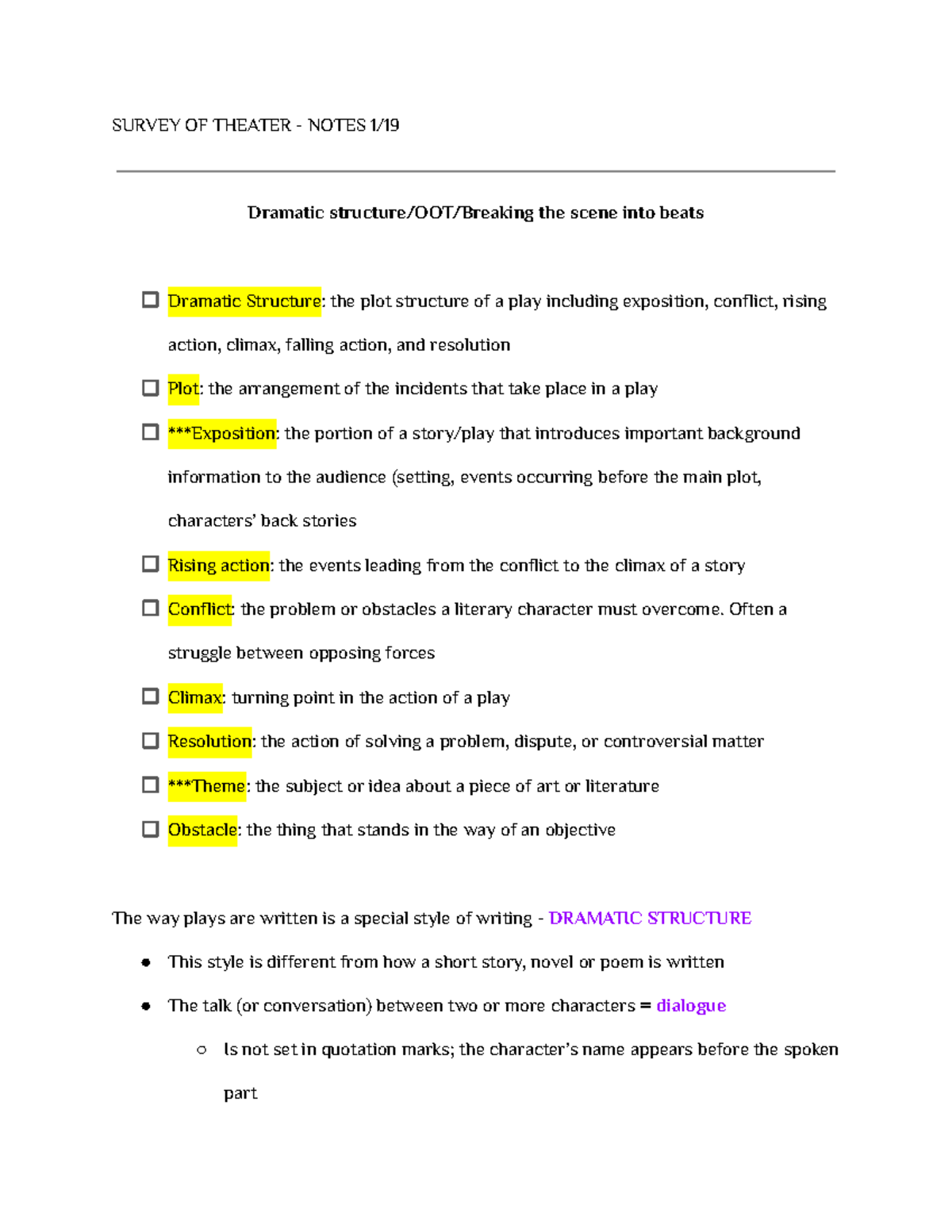Theatrical Dramatic Structure: Key Concepts and Insights - Studocu