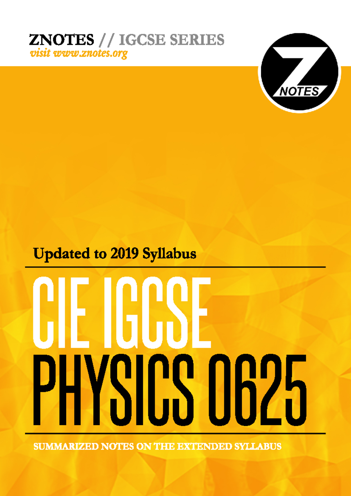CIE IGCSE Physics 0625 Summarized Notes on Extended Syllabus - Studocu