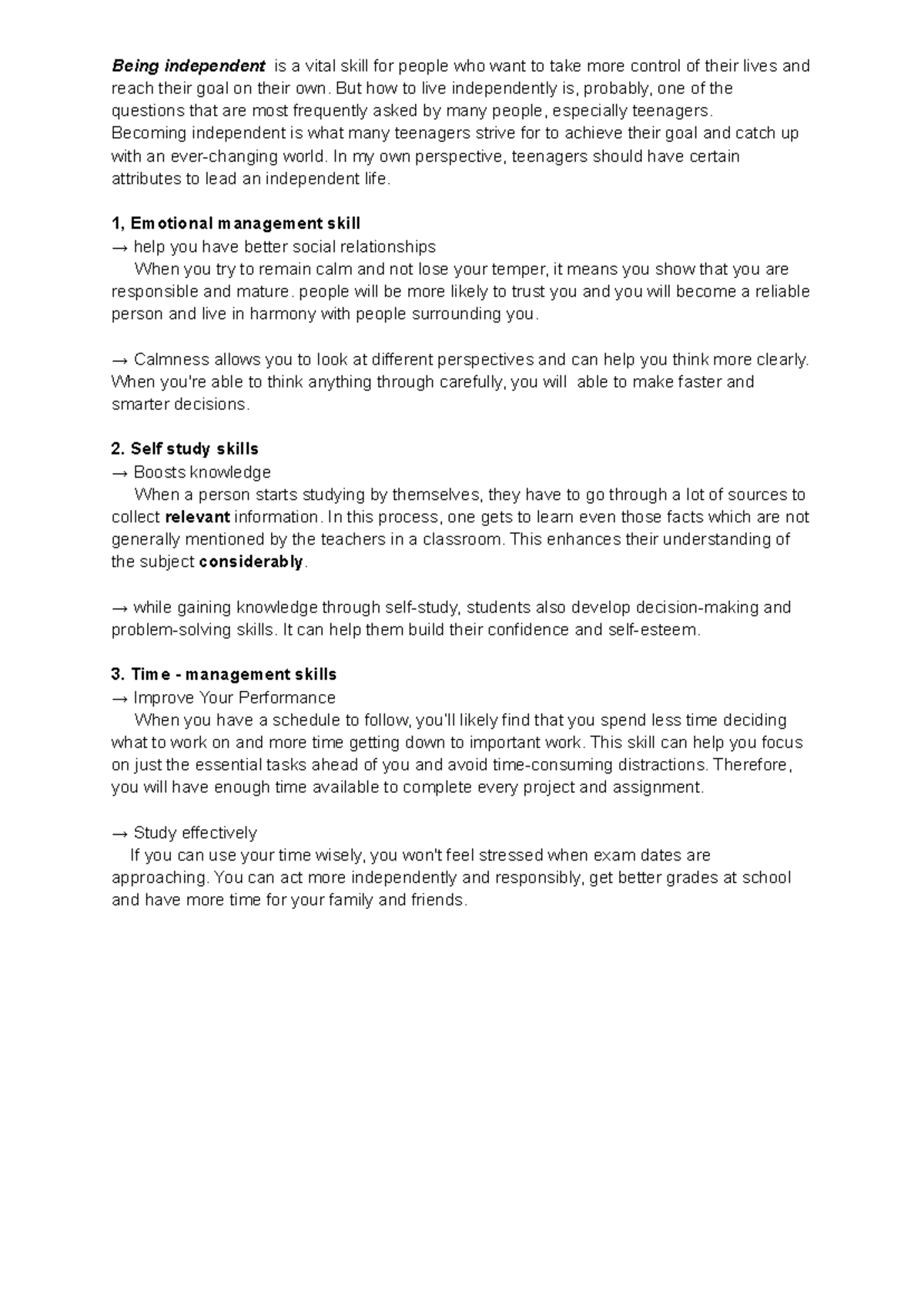 Becoming Independent - Sharing my essay - Being independent is a vital ...