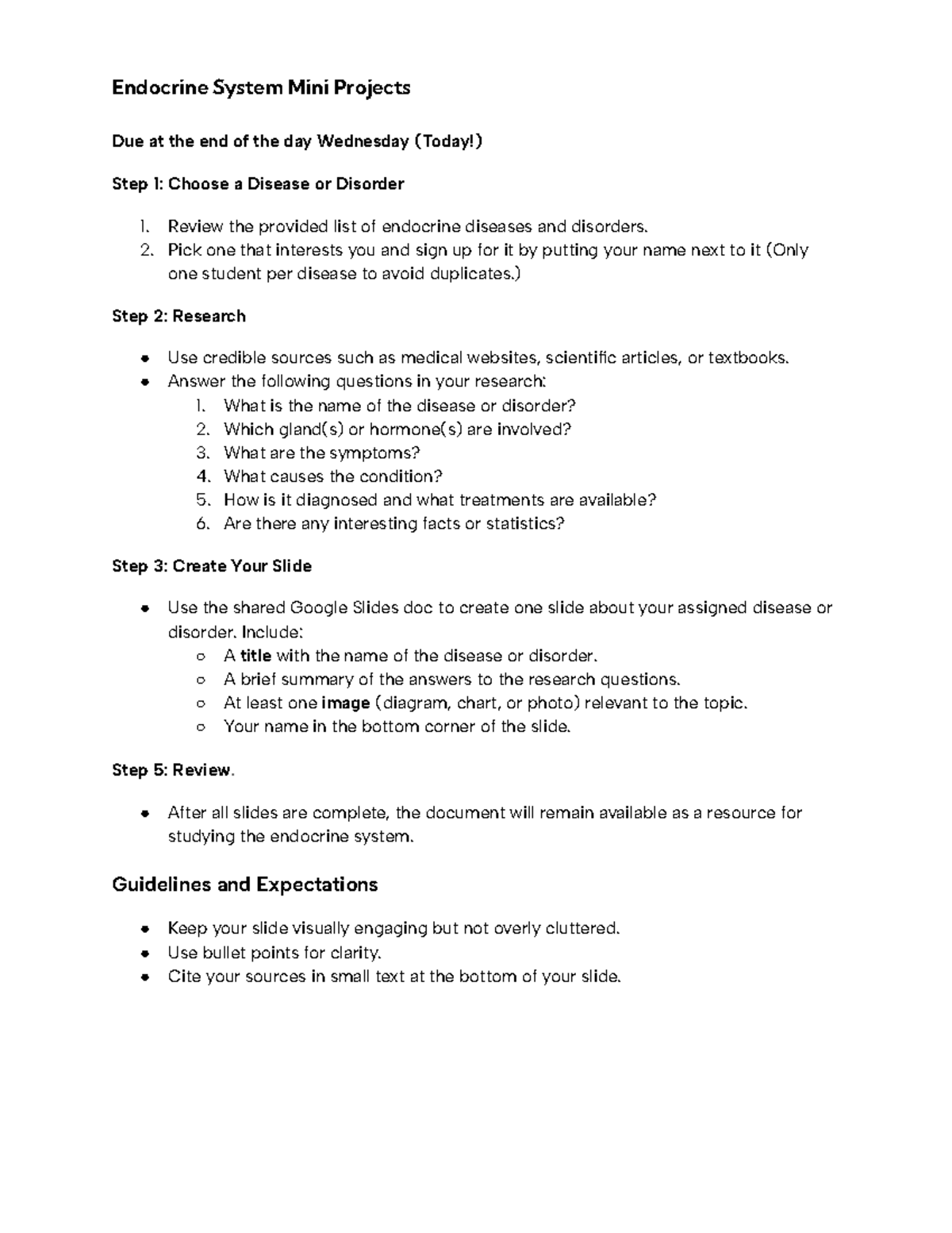 Endocrine System Projects: Disease Research & Slide Creation Guide ...