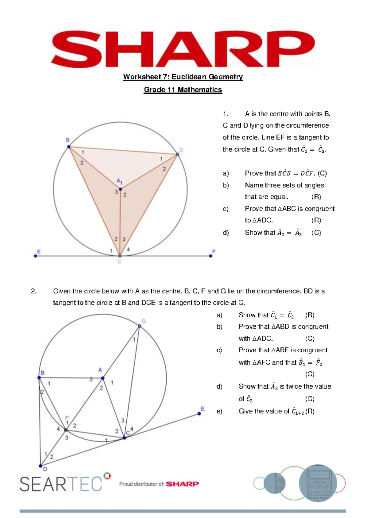 Worksheet 7: Euclidean Geometry for Grade 11 Math Students - Studocu