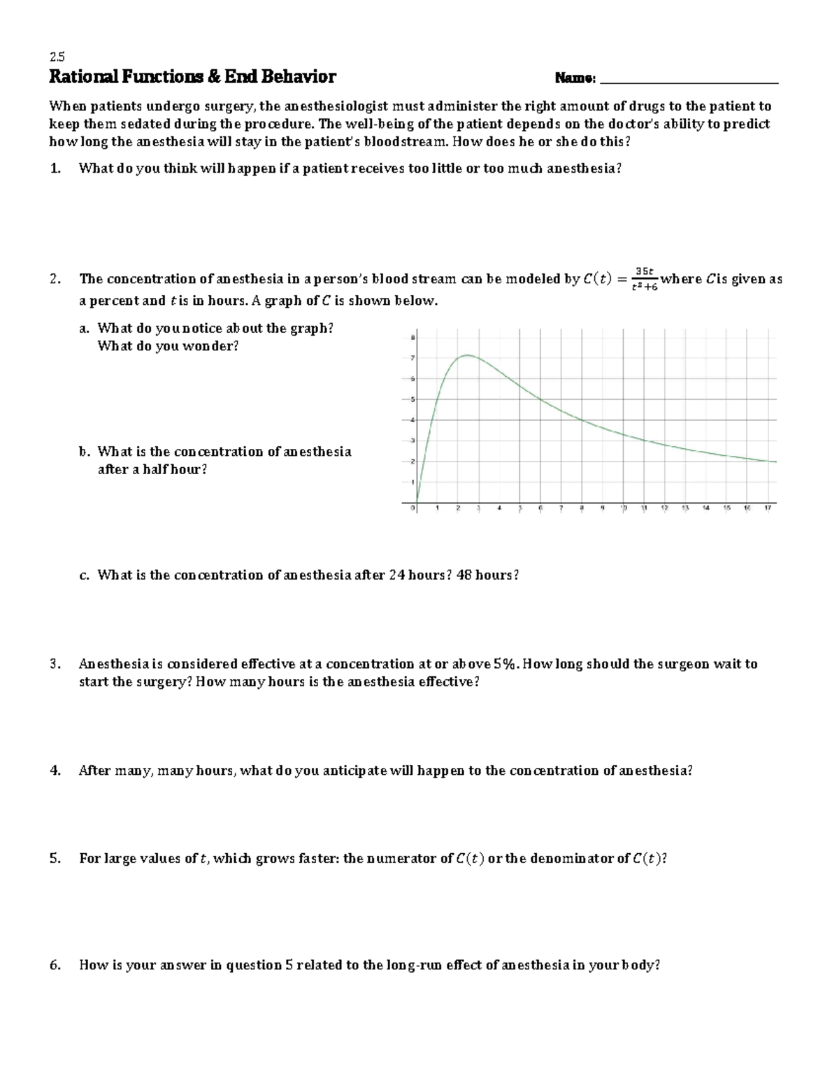 2.5 Rational Functions & End Behavior: Notes & Homework Guide - Studocu