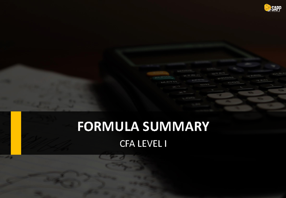 SAPP CFA Level I Formula Summary for Quantitative Methods - Studocu