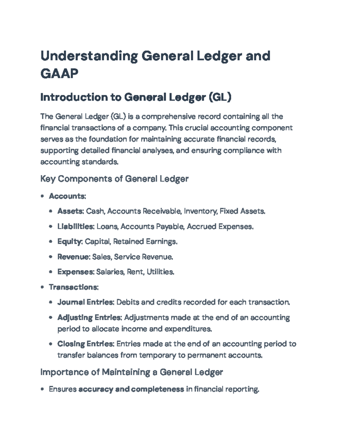 Understanding General Ledger and GAAP Principles for Financial ...