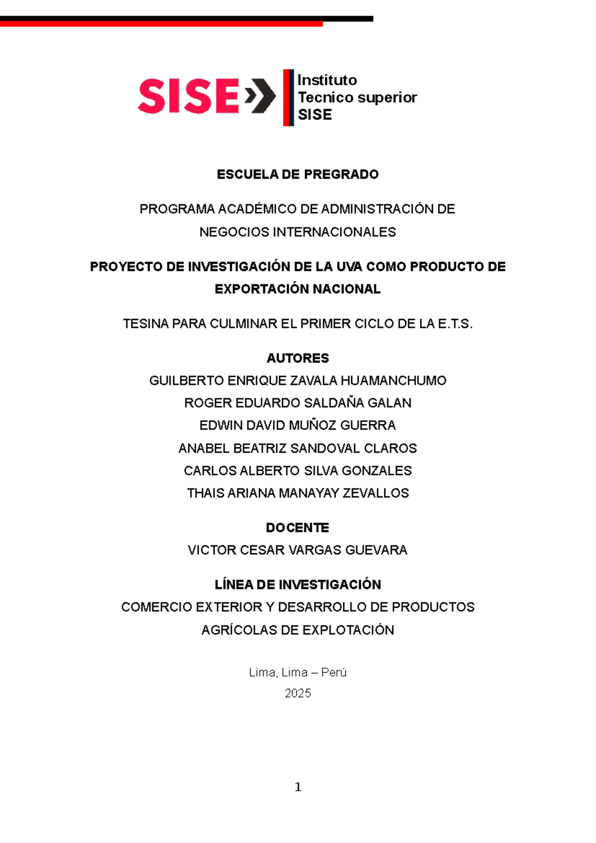 Tesina FNI: Análisis de la Exportación de Uva Peruana - Studocu