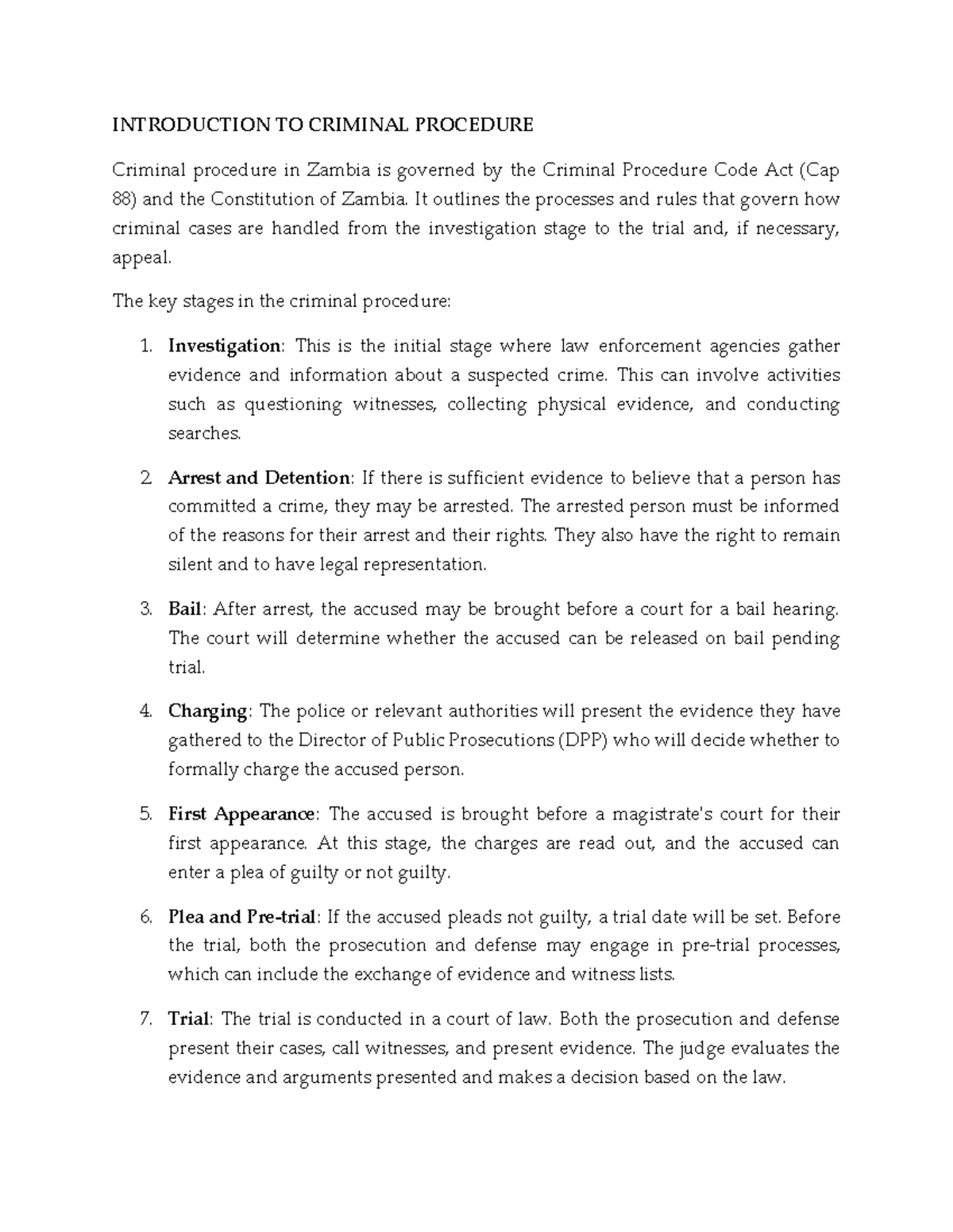 Criminal Procedure Overview and Key Concepts - Topic 7 Insights - Studocu