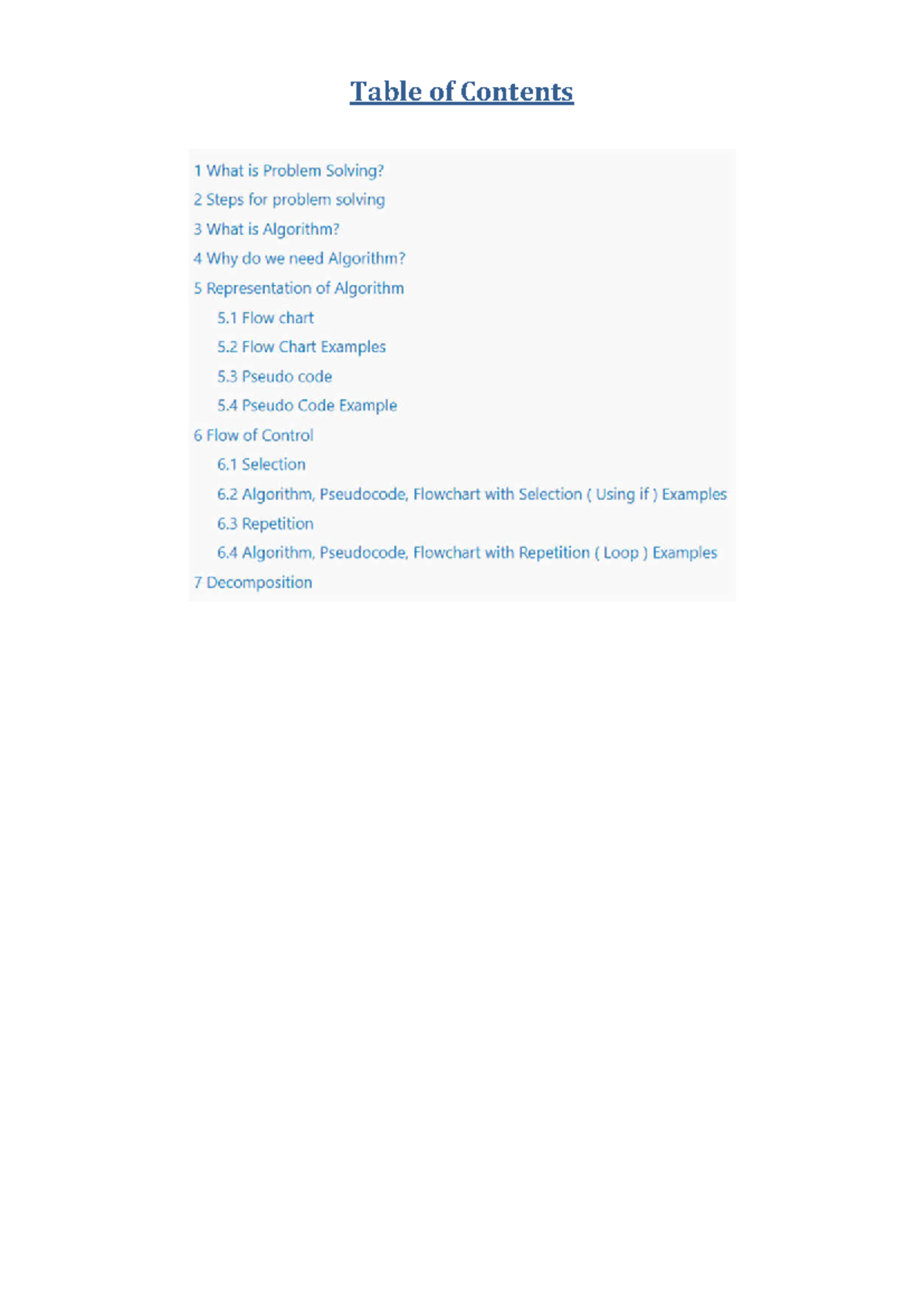 1. Introduction to problem solving Computer Science class 11 - Table of ...