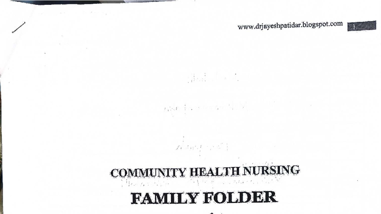 Community Health Nursing Family Folder No 4 Data Studocu