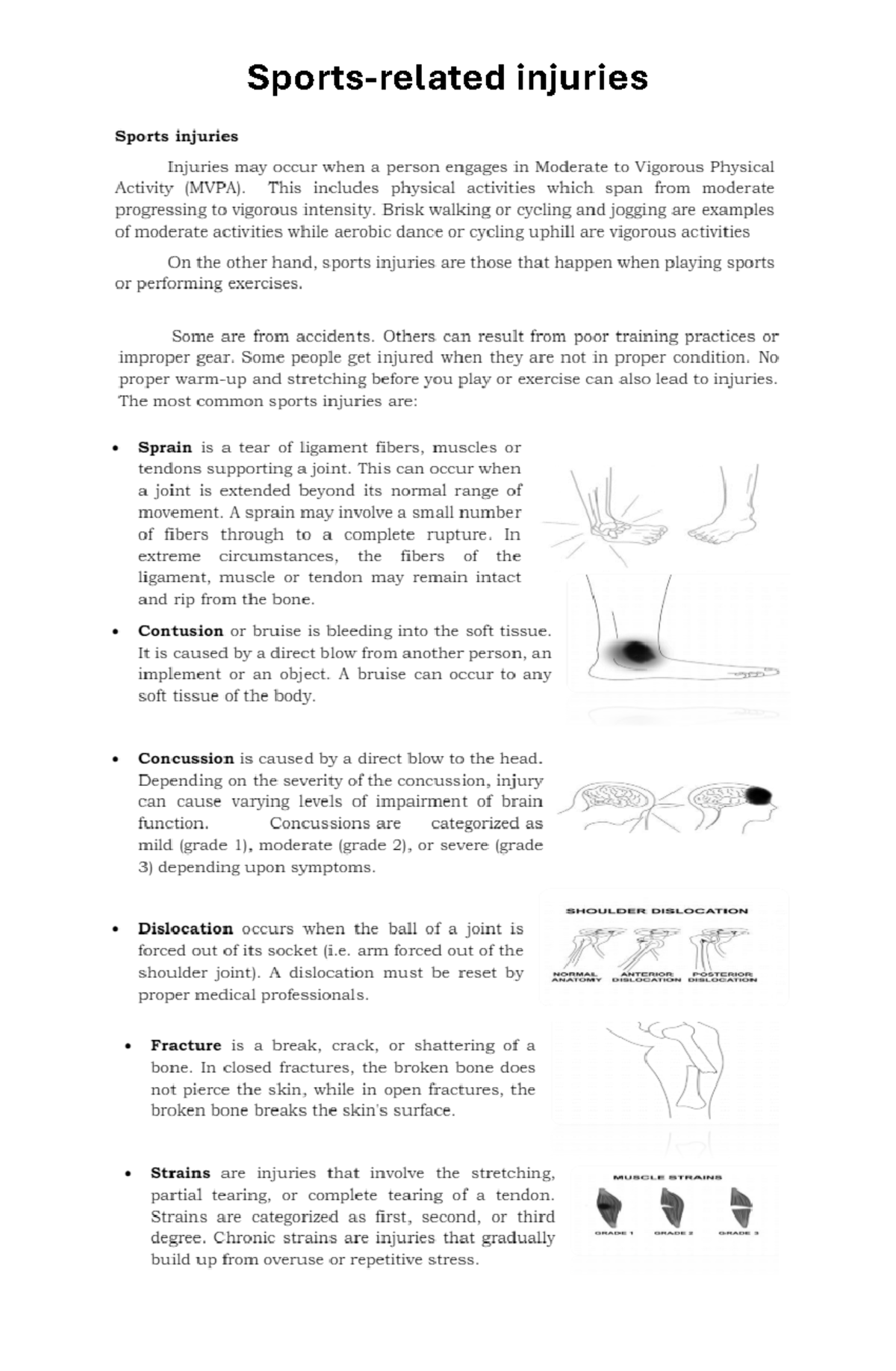 Sports Injuries Overview & Prevention Strategies HOPE 2 1 - Studocu
