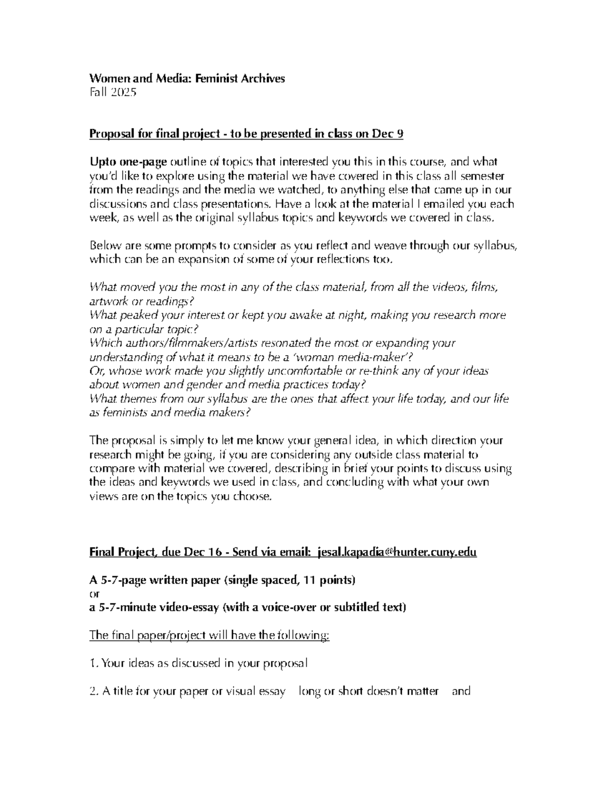 Feminist Archives Proposal: Final Project for WM 2025 - Studocu