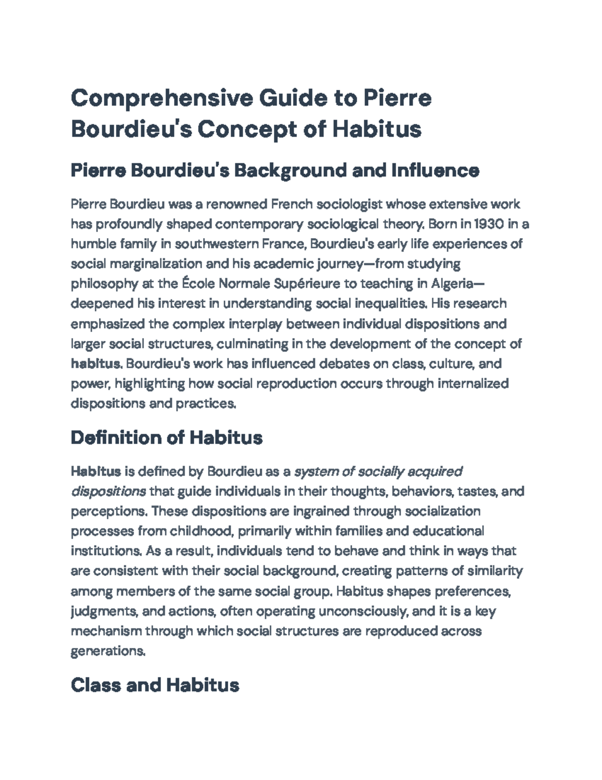 Comprehensive Overview of Bourdieu's Habitus & Social Capital Theory - Studocu