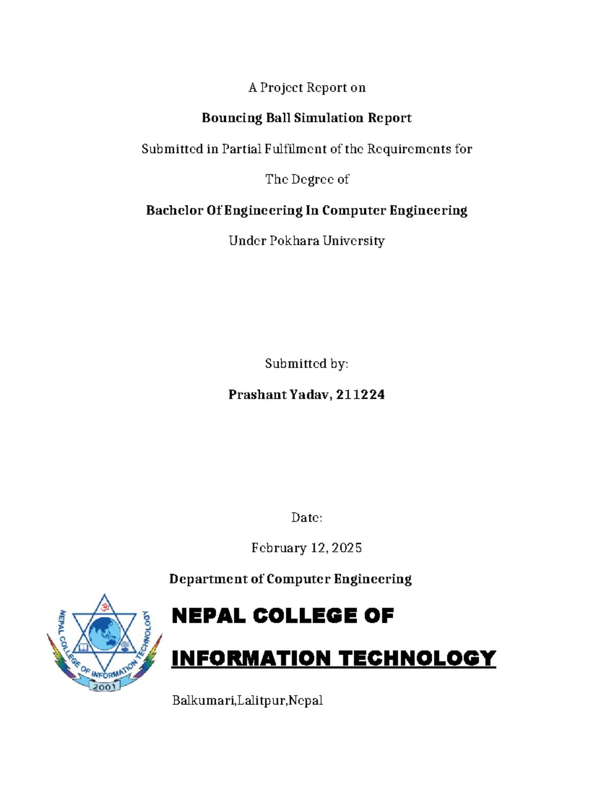 Bouncing Ball Simulation Project Report (BE Comp Eng) - Studocu