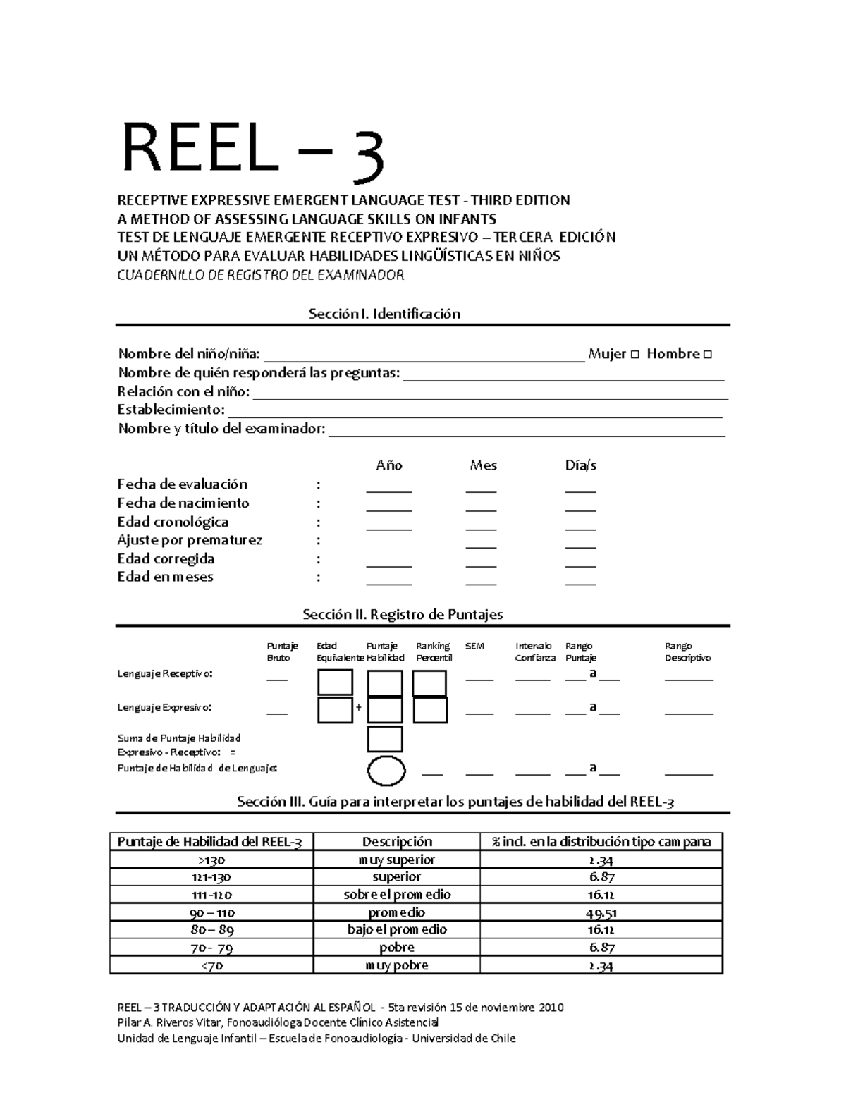REEL-3 Test de Lenguaje Emergente - Traducción y Adaptación 5ta Edición ...