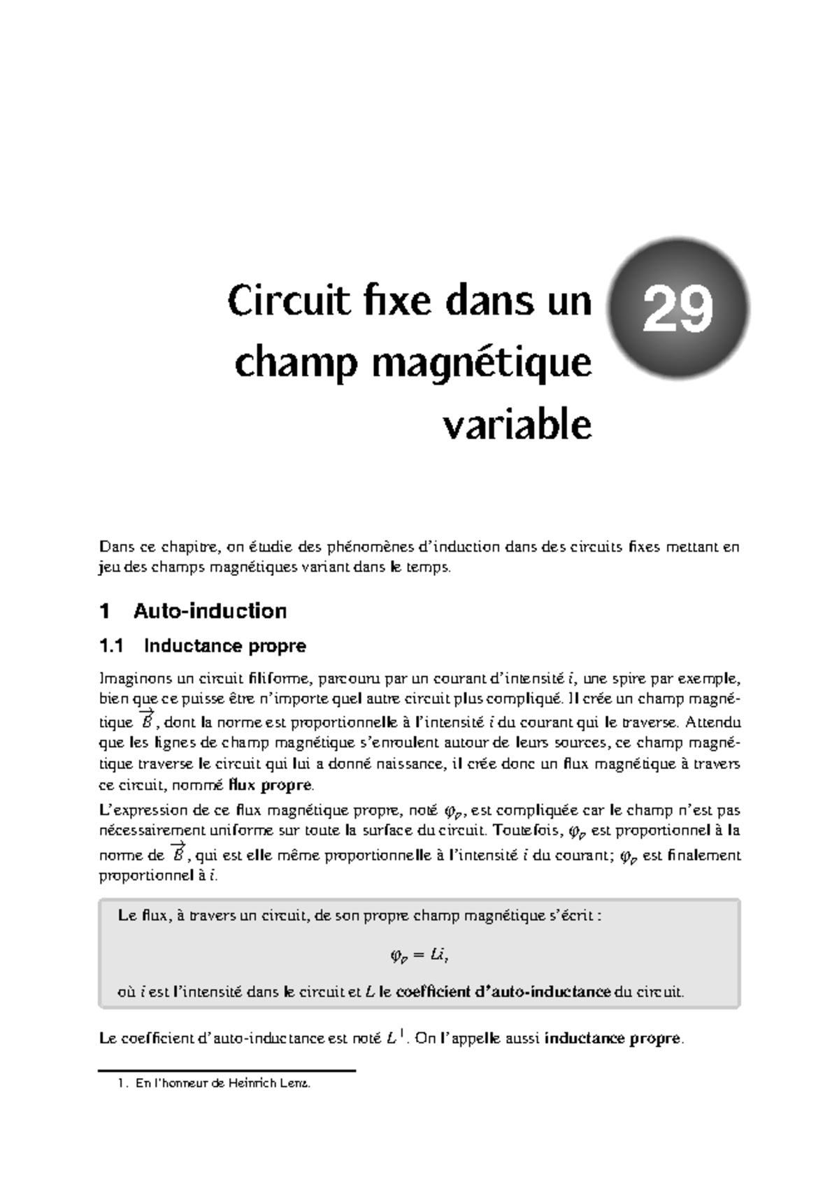Chapitre 29 : Circuits fixes en champs magnétiques variables (Sciences ...