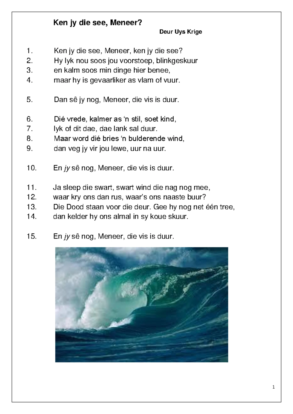 Die Heks Van Heksrivier: 'n Poem oor Elize en Liefde - Studocu