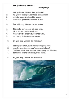 Gedig 1 Graad 12: Analise van 'Krisis' deur Elisabeth Eybers - Studocu