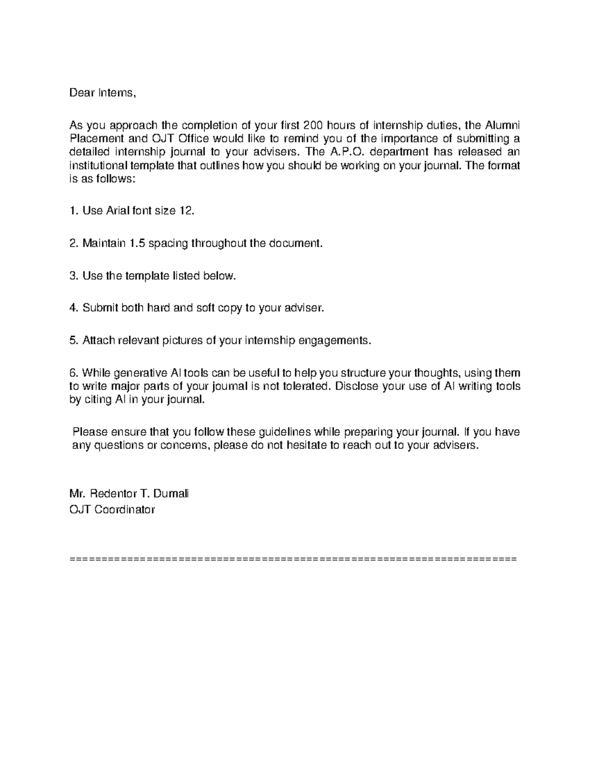 Internship Journal Guidelines & Format Instructions for Students - Studocu