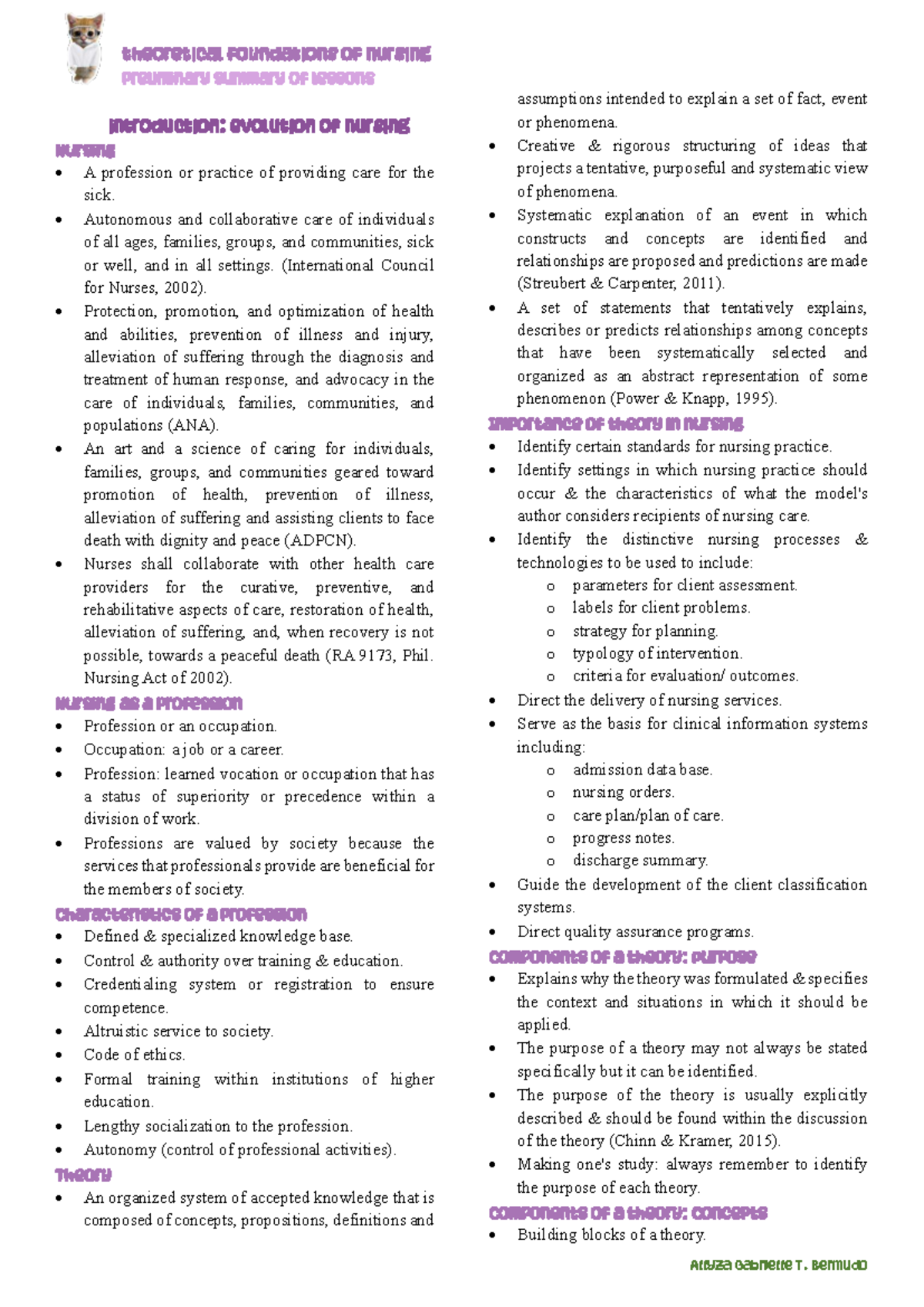 Nursing 101: Theoretical Foundations and Key Concepts Summary - Studocu