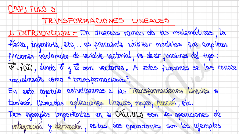 Transformaciones Lineales en Matemáticas - MAT103 - Capítulo 5 - Studocu