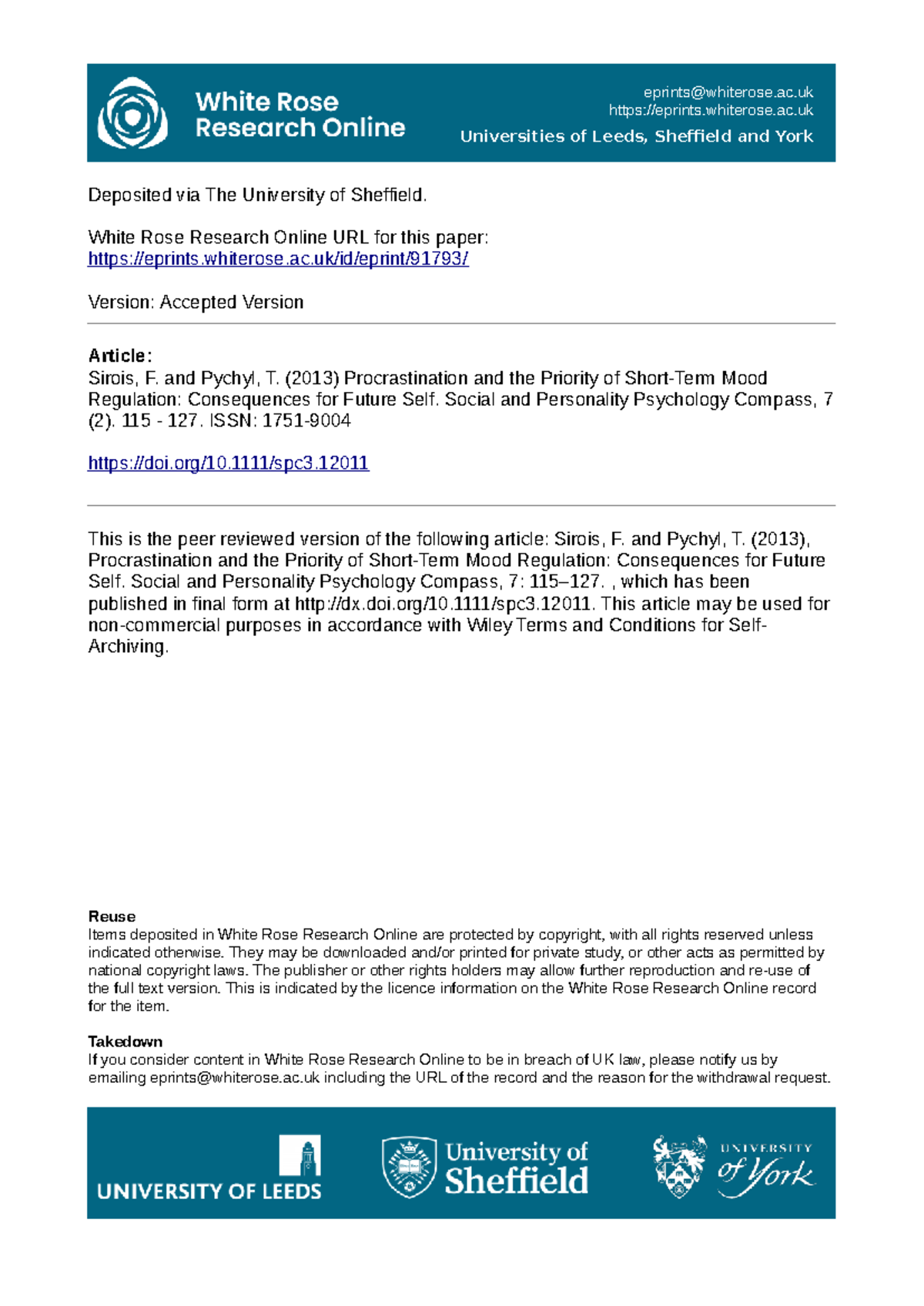Procrastination and Mood Regulation: Insights from Sirois & Pychyl ...
