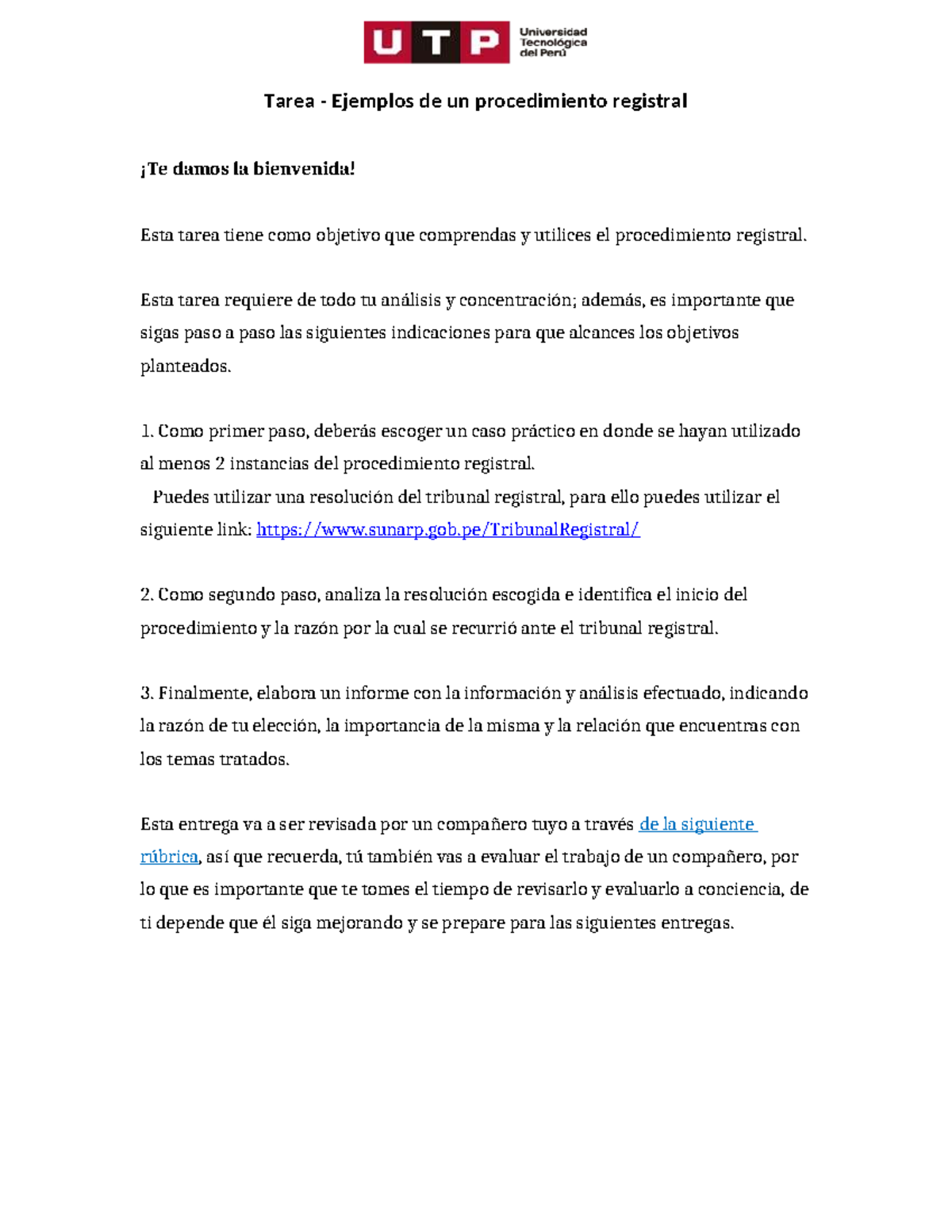 (AC–S12) Tarea: Ejemplos de Procedimiento Registral en Derecho - Studocu