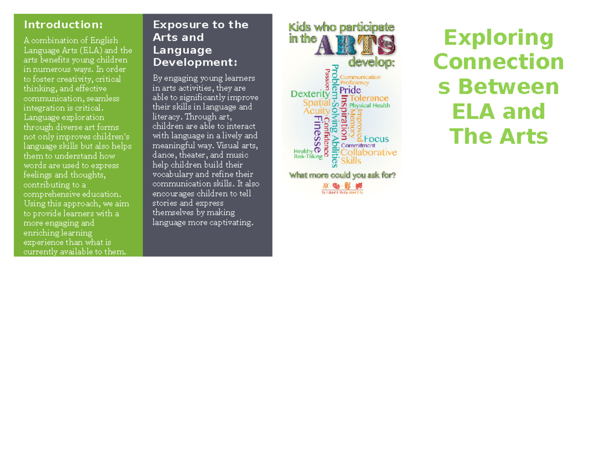 ELA Social Studies & Art: Integrating Language and Creativity - Studocu