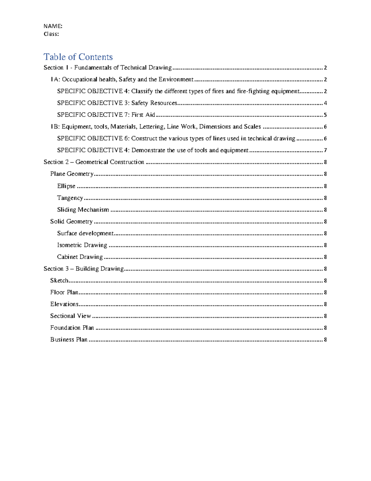 Health and Safety SBA 2023: Technical Drawing Fundamentals ...