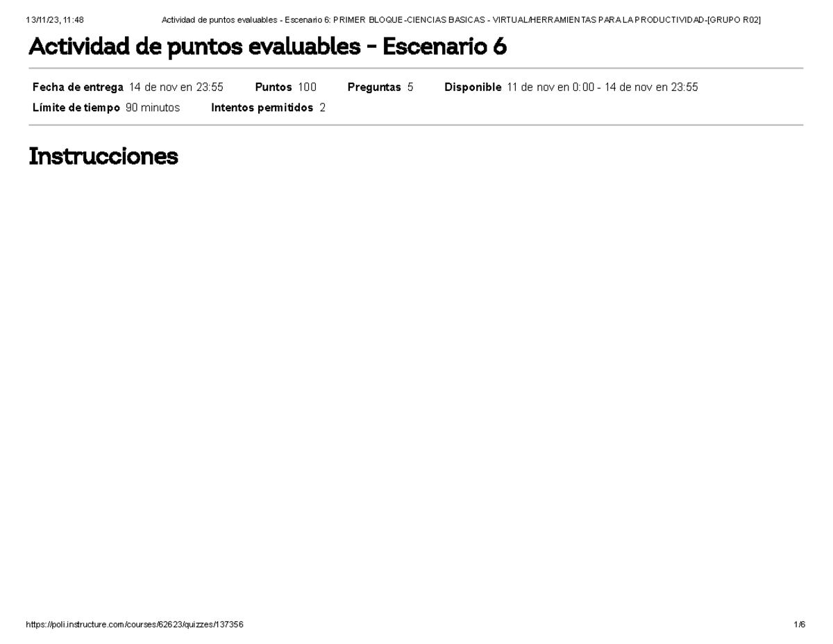 Actividad Evaluativa Escenario 6 - Resolución de Preguntas y Puntos - Studocu