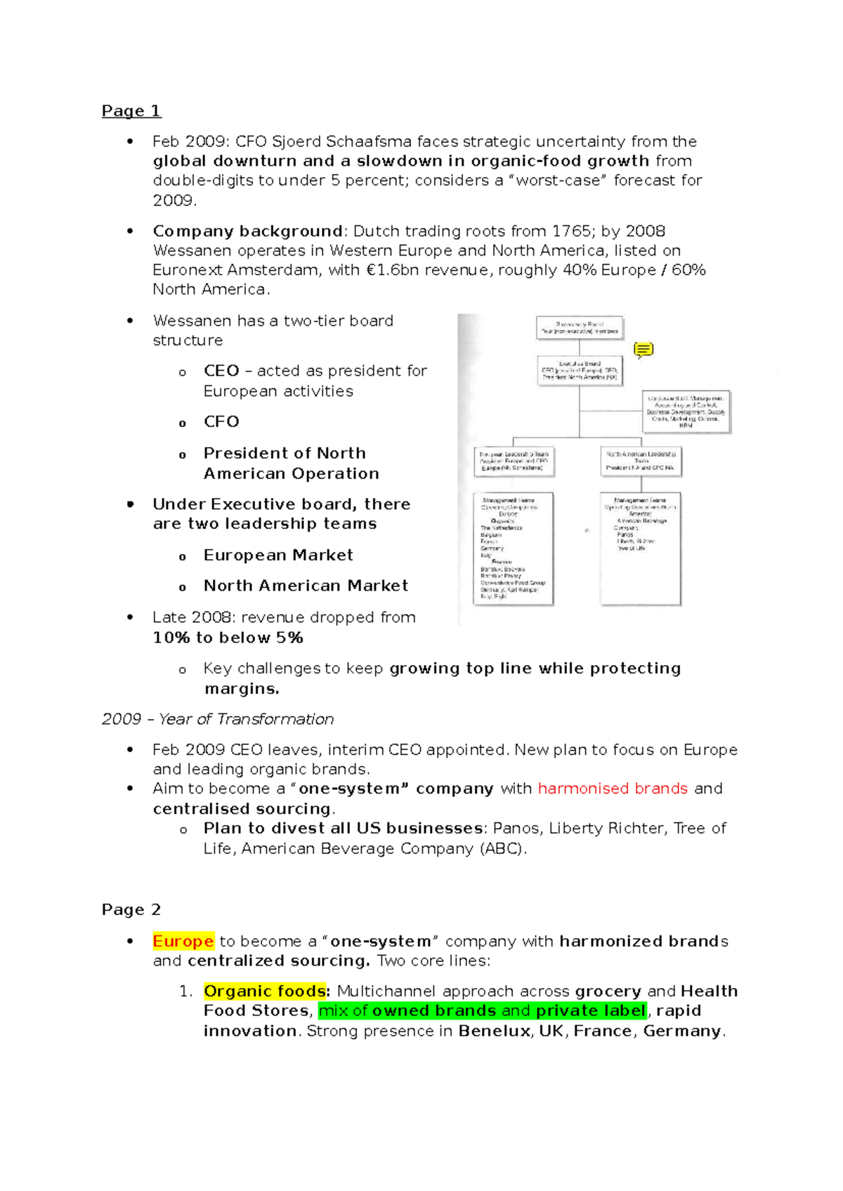 Royal Wessanen Case Study Notes: Strategic Transformation & Financial ...