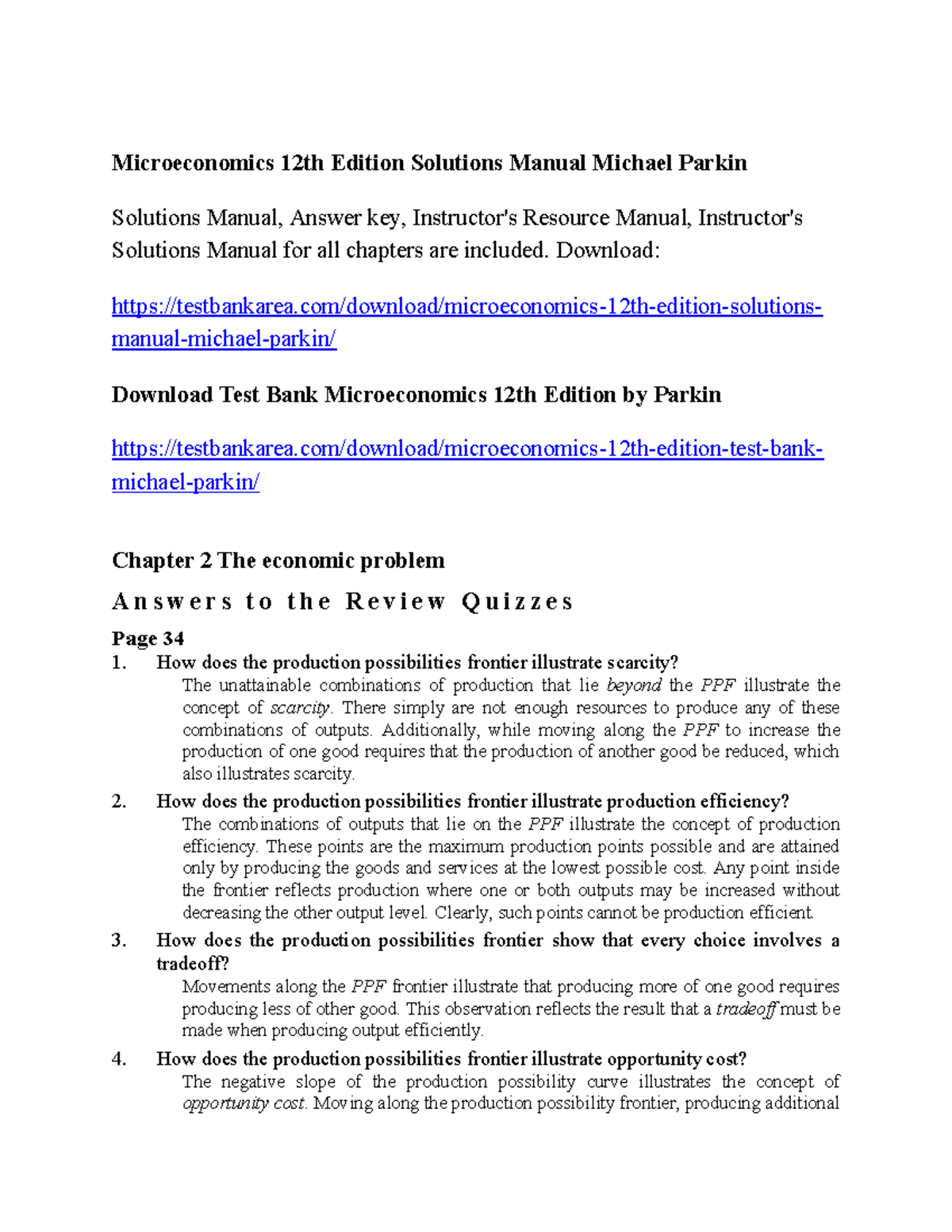 Chapter 2 - Microeconomics Solutions and Key Concepts - Studocu