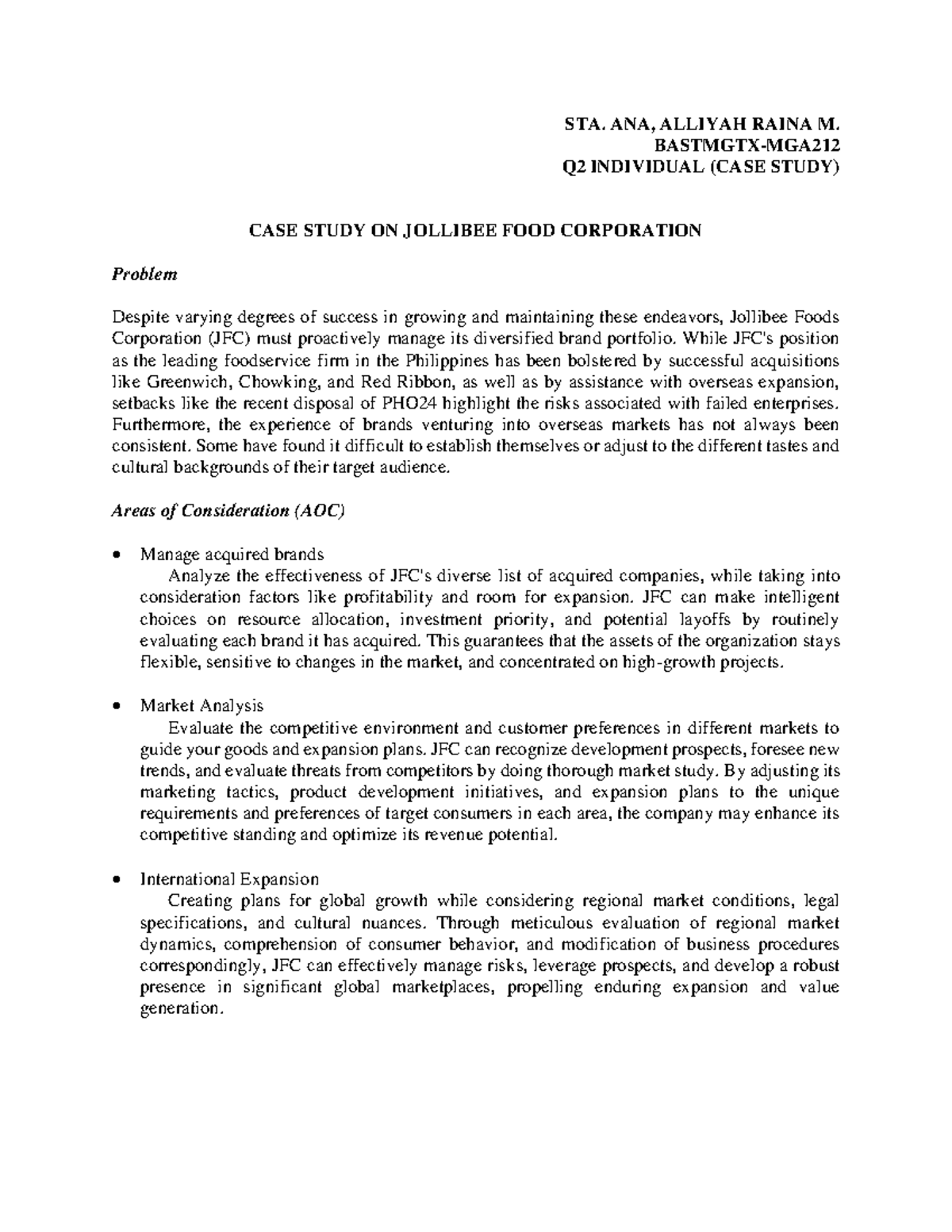 Q2-STA - Quiz in Strategic Management - STA. ANA, ALLIYAH RAINA M ...