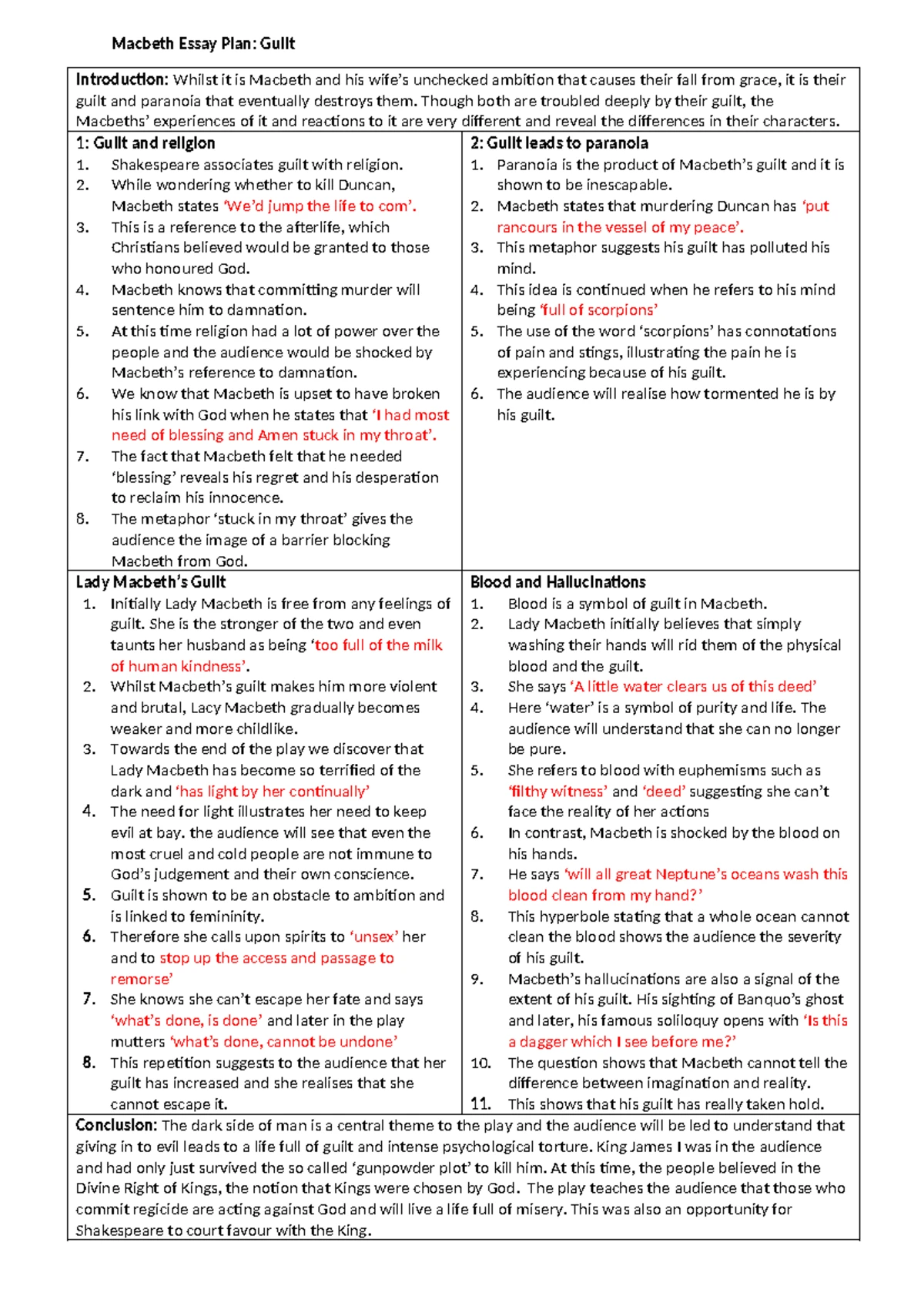 Macbeth Essay Plan: Analyzing Kingship and Divine Right in Literature - Studocu