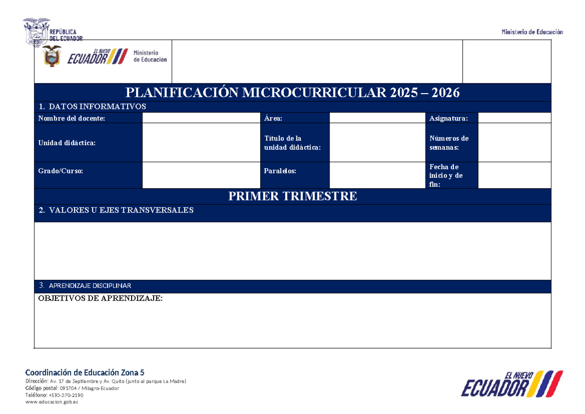 Planificación Microcurricular 2025-2026: Primer Trimestre PUD - Studocu