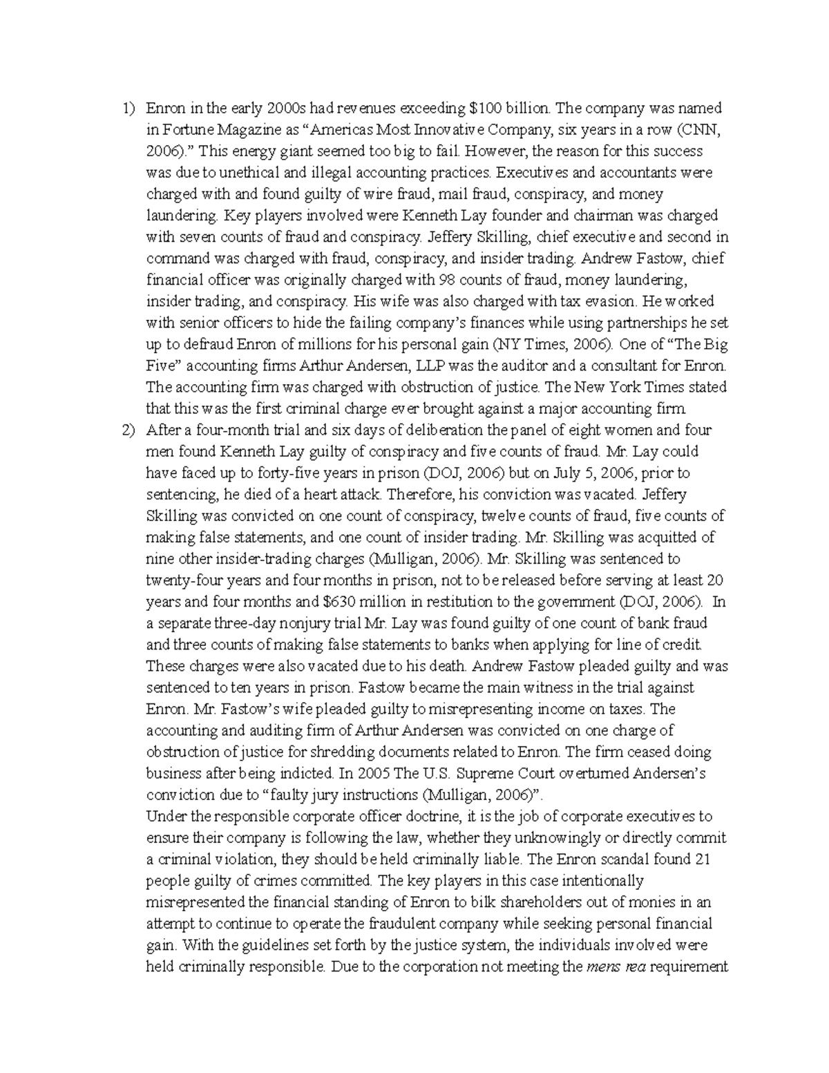 Enron Scandal Analysis: Key Players & Legal Consequences (BUS 101 Mod 4 ...