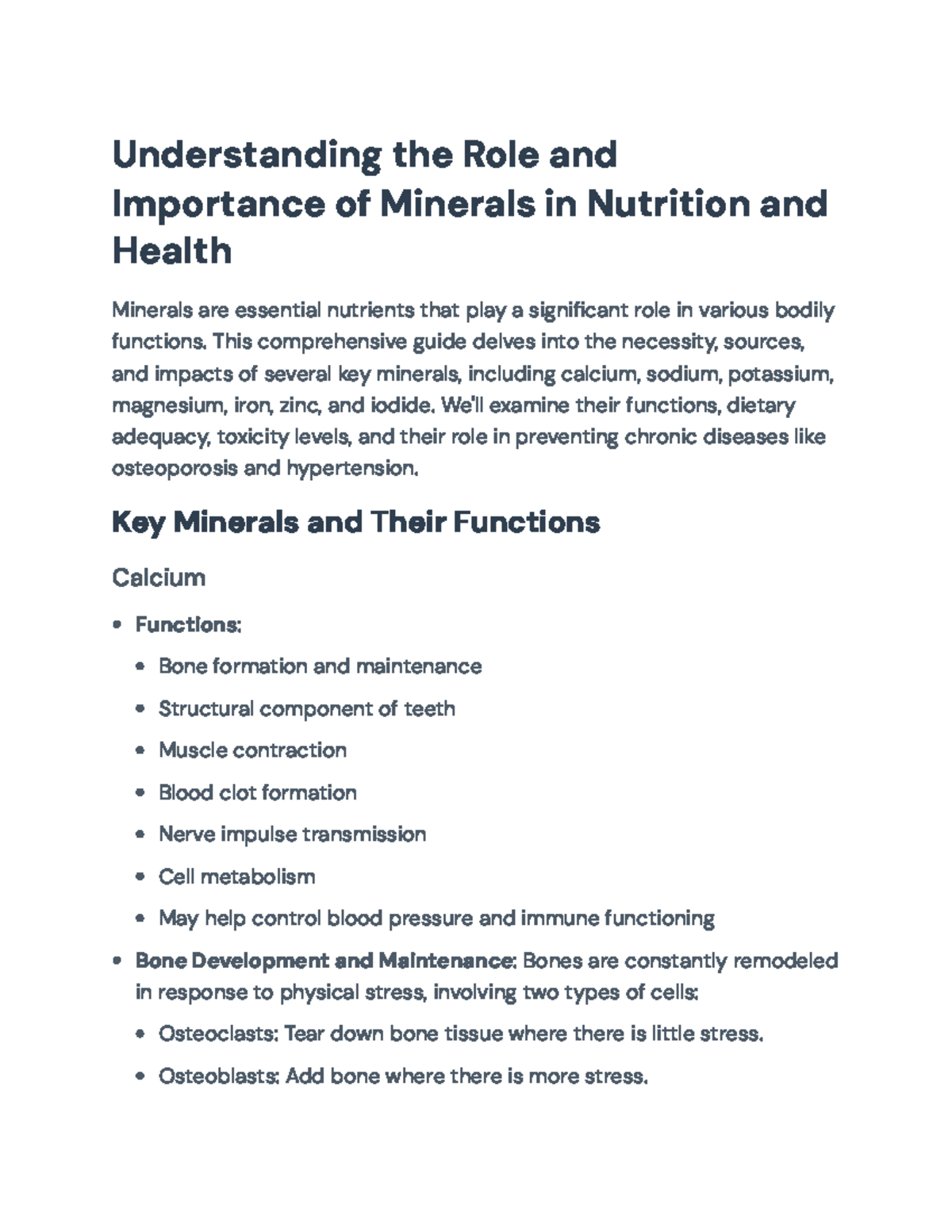 Understanding Minerals: Their Role in Nutrition and Health (Course Code ...