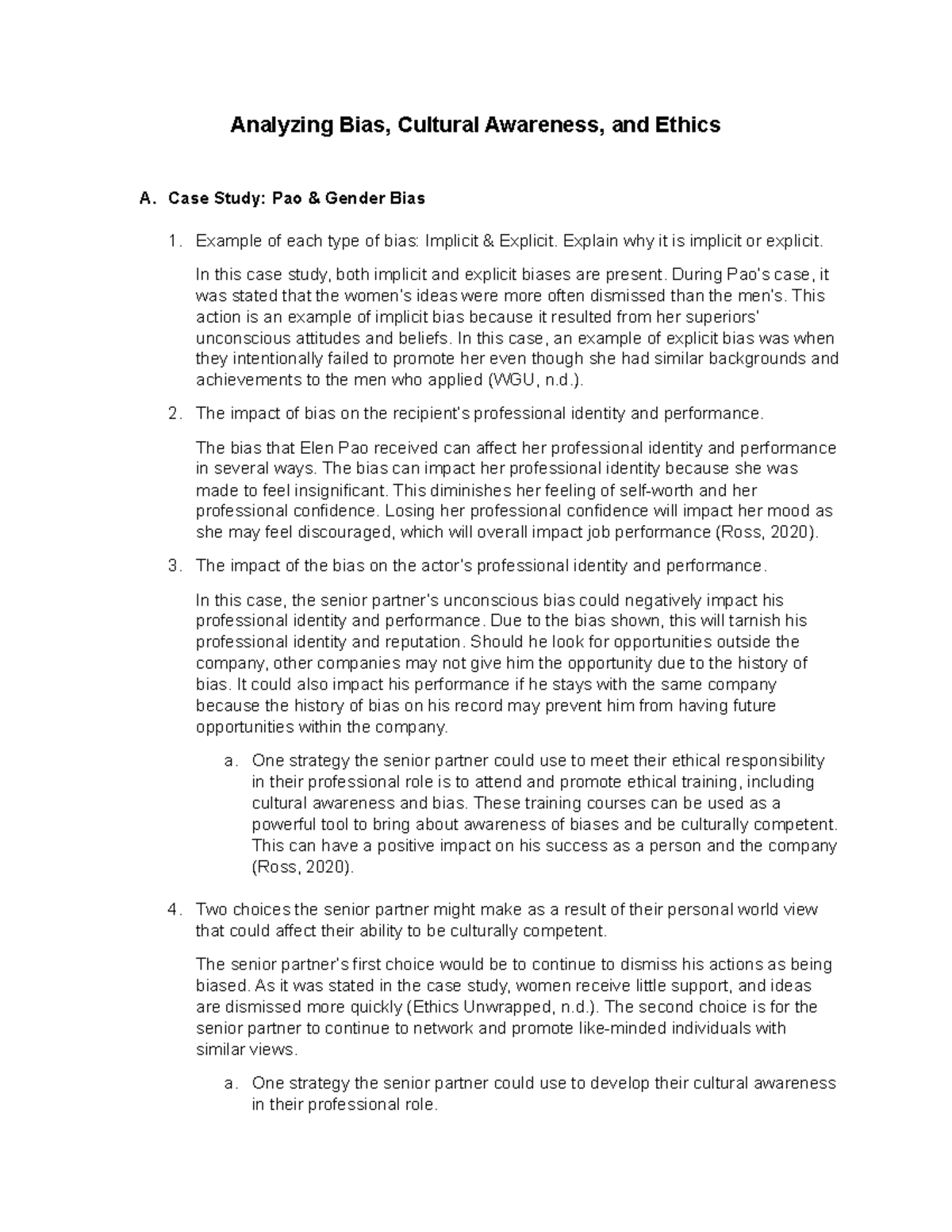 D565 - Case Study on Gender Bias and Cultural Awareness in the ...