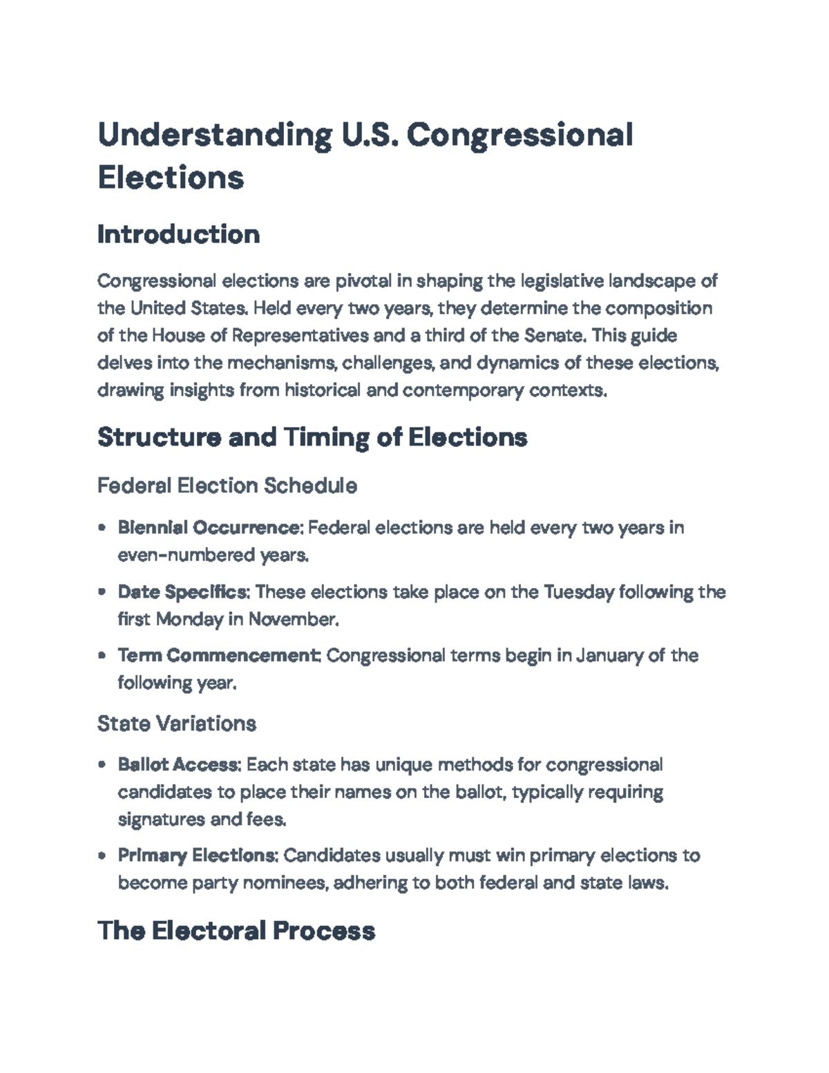Understanding U.S. Congressional Elections: Structure & Campaign ...