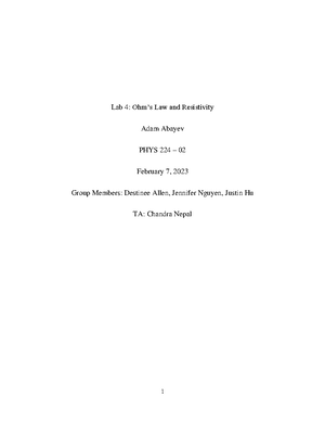 CHEM 343 - Pre-Lab 4 - Adam Abayev H 2 O Prelab 4 Answers- Extraction ...