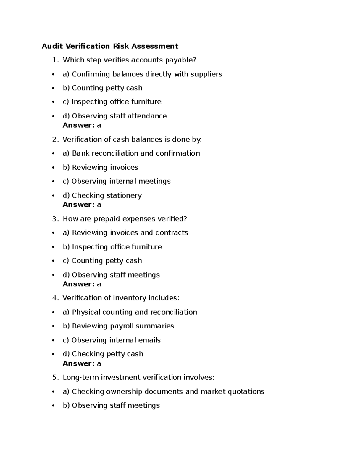 Audit Verification Risk Assessment: Key Steps and Answers - Studocu