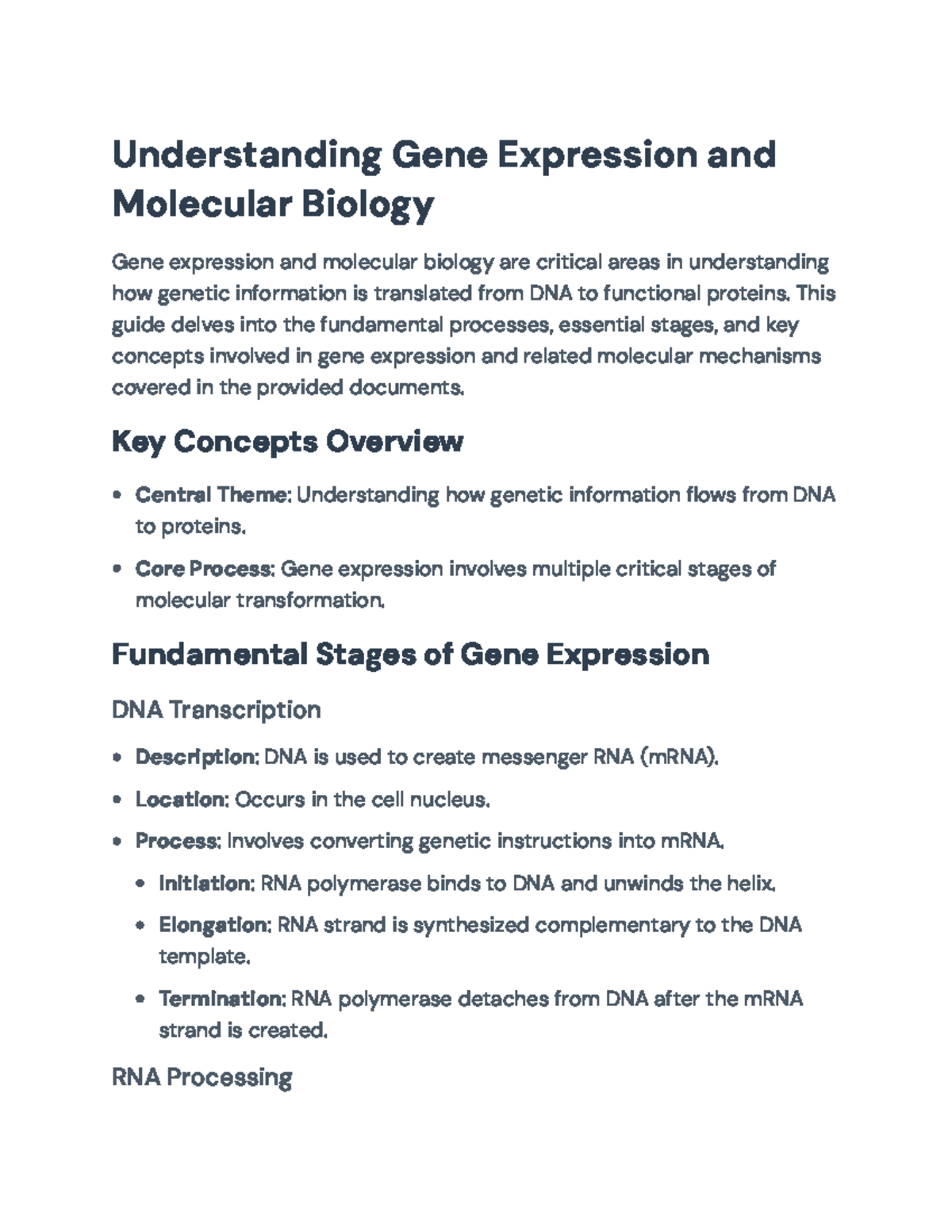 Understanding Gene Expression and Molecular Biology (BIO101 Notes ...