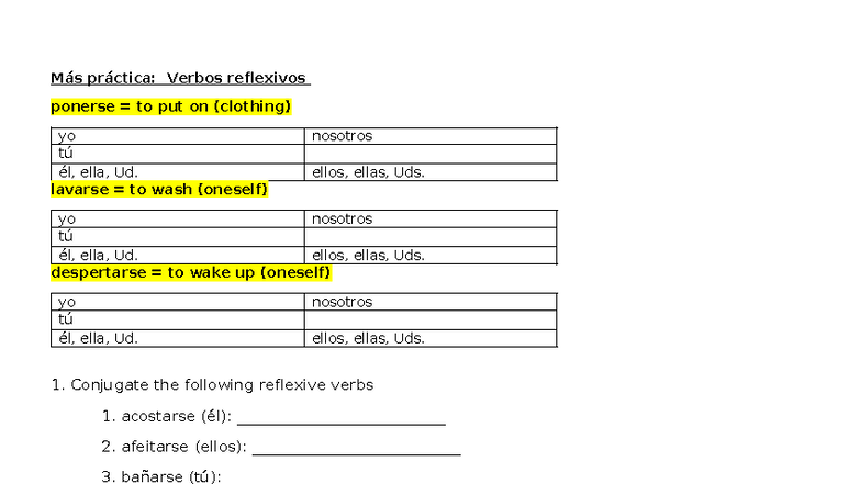 Reflexive Verb Practice: Inclement Weather Day 1 (22-25) - Studocu