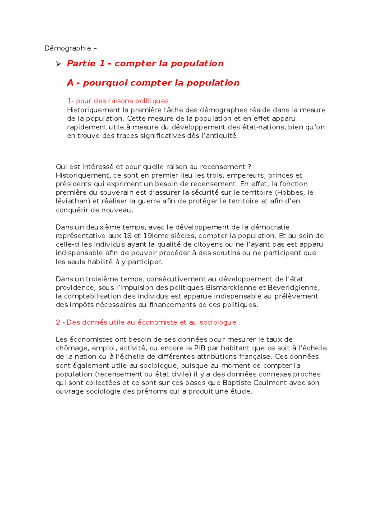 Démographie Partie 1 : Importance et Méthodes de Comptage de la ...