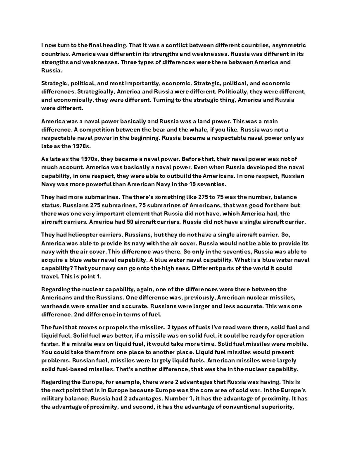 Asymmetrical Adversaries: Strategic, Political, and Economic ...