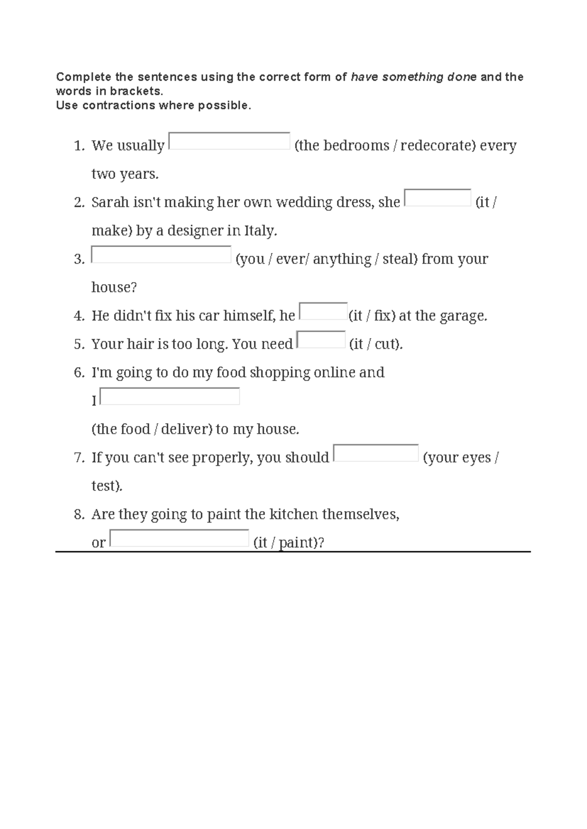 Have-Get Structure Exercises - Inglese - Studocu