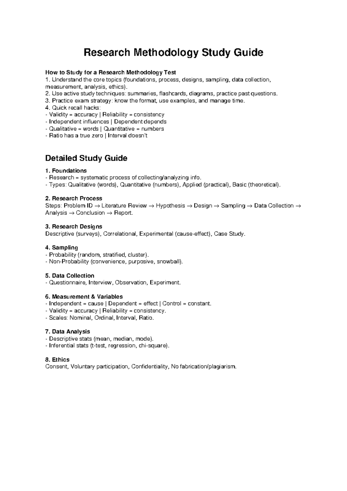 Research Methodology Study Guide: Key Concepts & Exam Prep Tips - Studocu