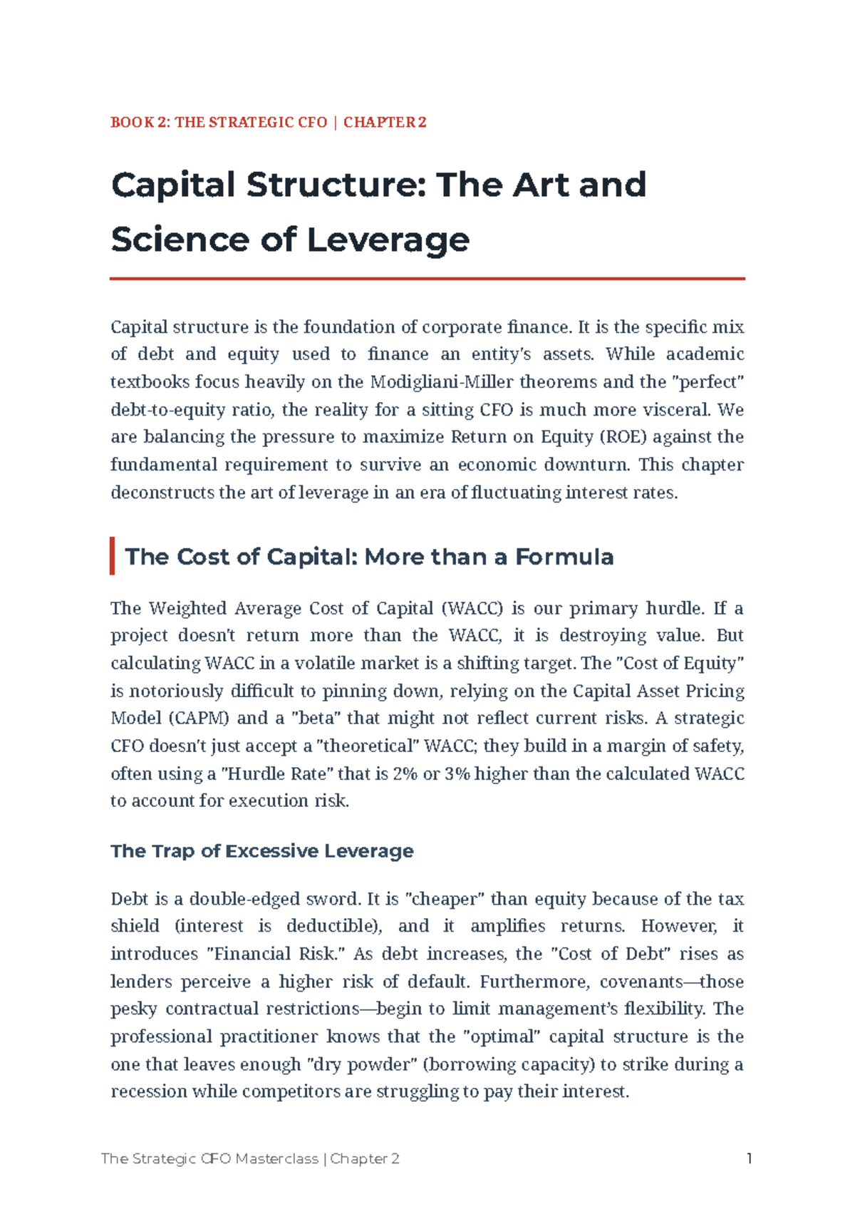 BOOK 2: THE STRATEGIC CFO CHAPTER 2 - Capital Structure Insights - Studocu