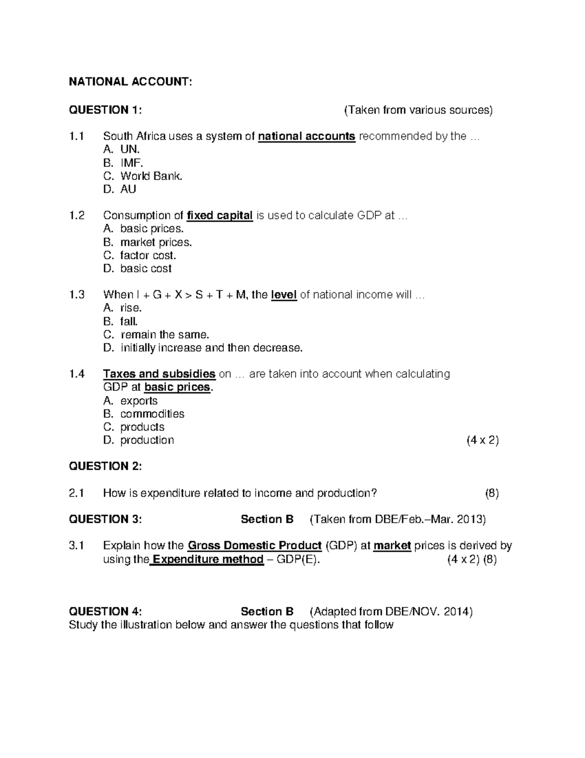 NATIONAL ACCOUNT: Possible Questions for Exam Preparation - Studocu