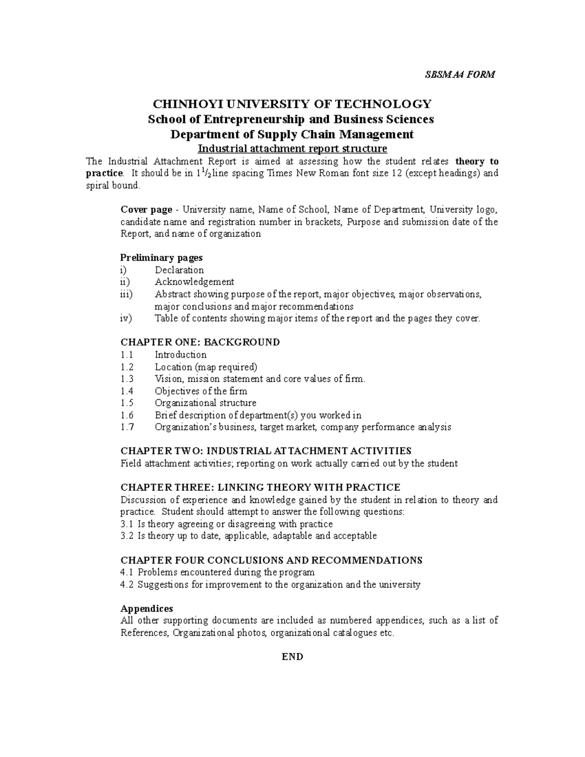 3. Industrial attachment report structure by Chisungo - SBSM A4 FORM ...