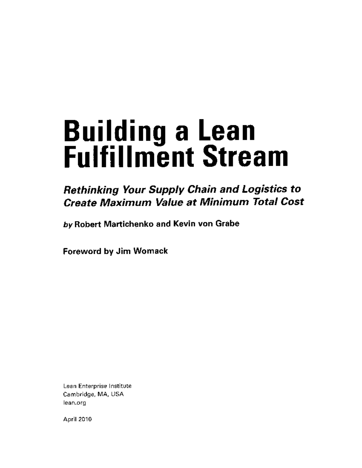 Building-a-lean-fulfillment-stream - Supply Chain Management - Studeersnel